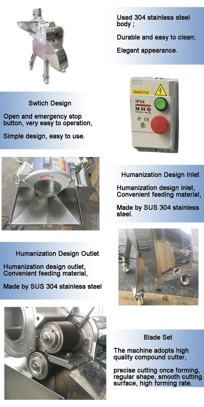 Vegetable Sweet Potato Cube Dicer Machine 500~800KG/H Large Capacity